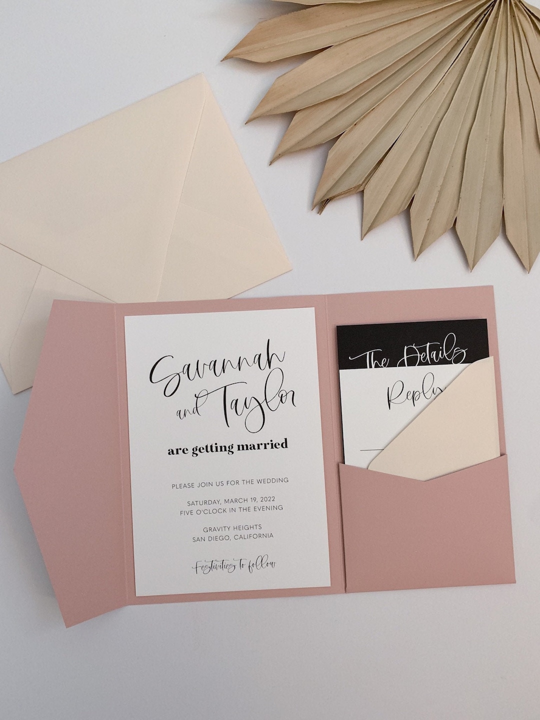 Modern Pocket Wedding Invitation Template, Minimalist Invite Set With ...