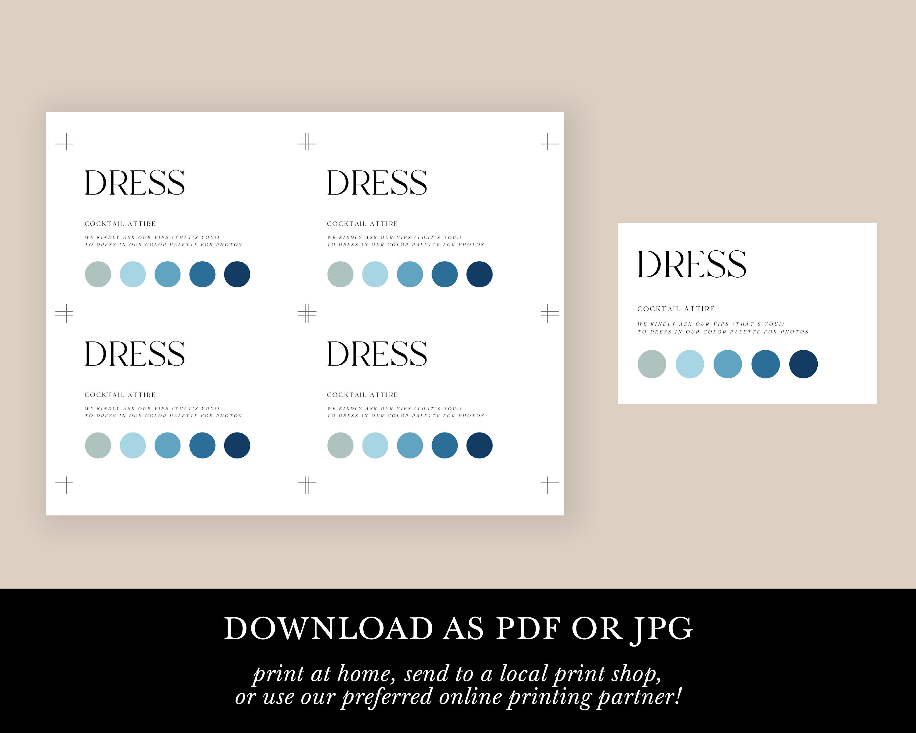 Wedding Color Palette Dress Code Card Template, Attire Moodboard for ...
