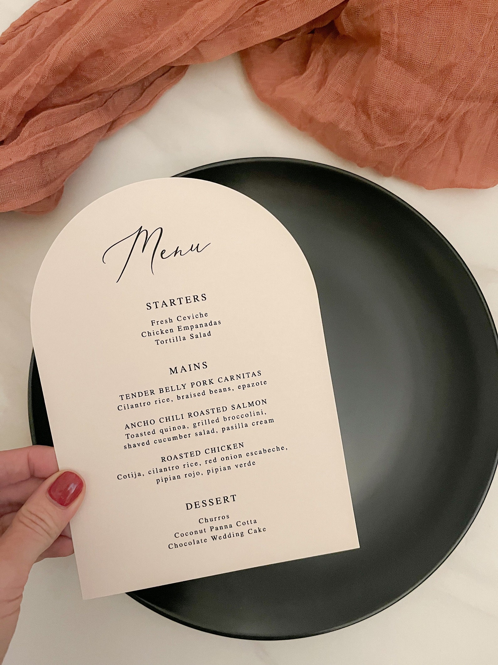 Modern Arch Wedding Menu Template, Printable Boho Minimalist Dinner ...