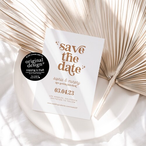 Retro Save the Date Template Boho Save the Date Editable - Etsy