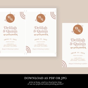 Disco Wedding Invitation Template, Printable Retro Reception Invite Set ...