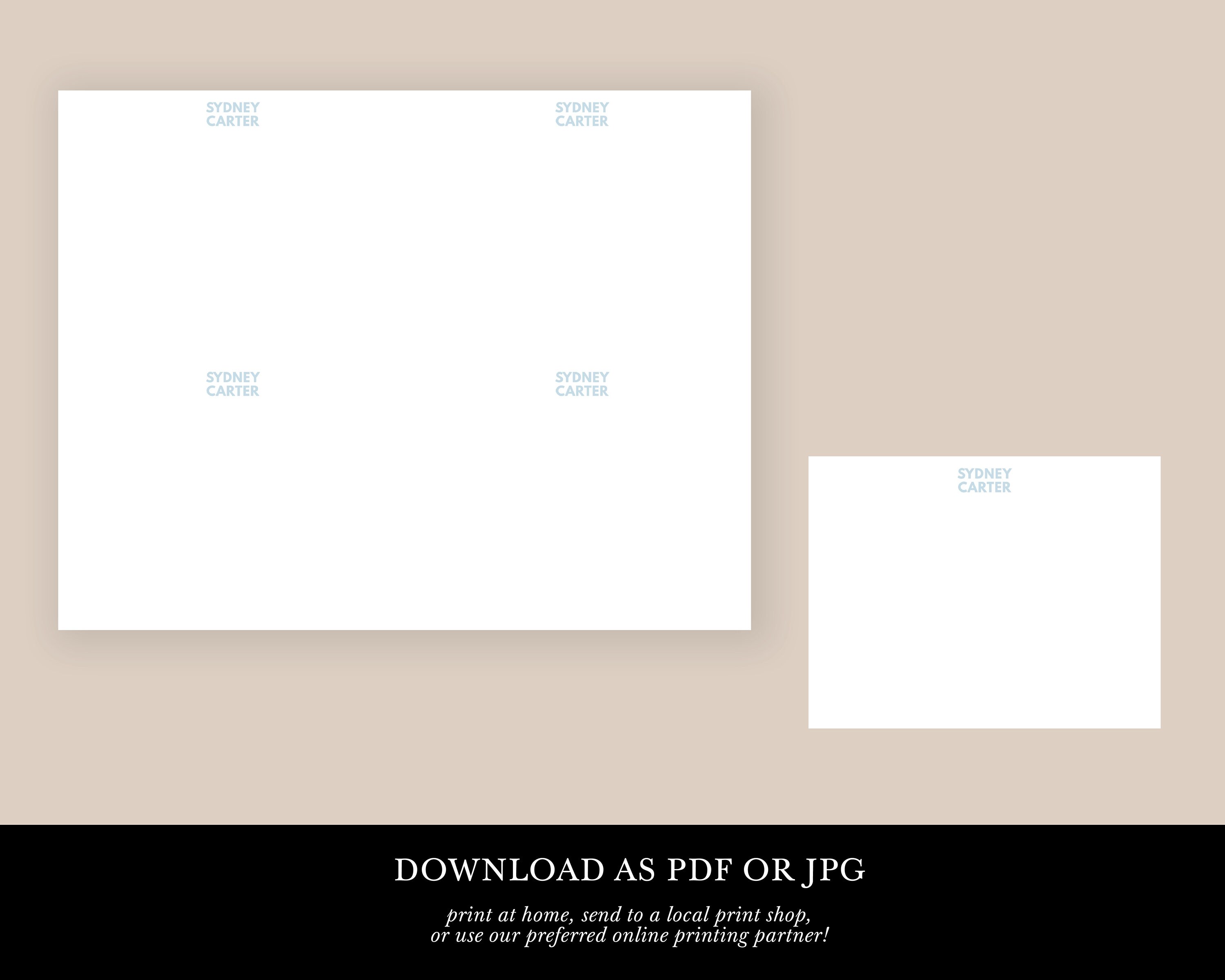 Printable Modern Notecard Simple Note Card Template Custom - Etsy