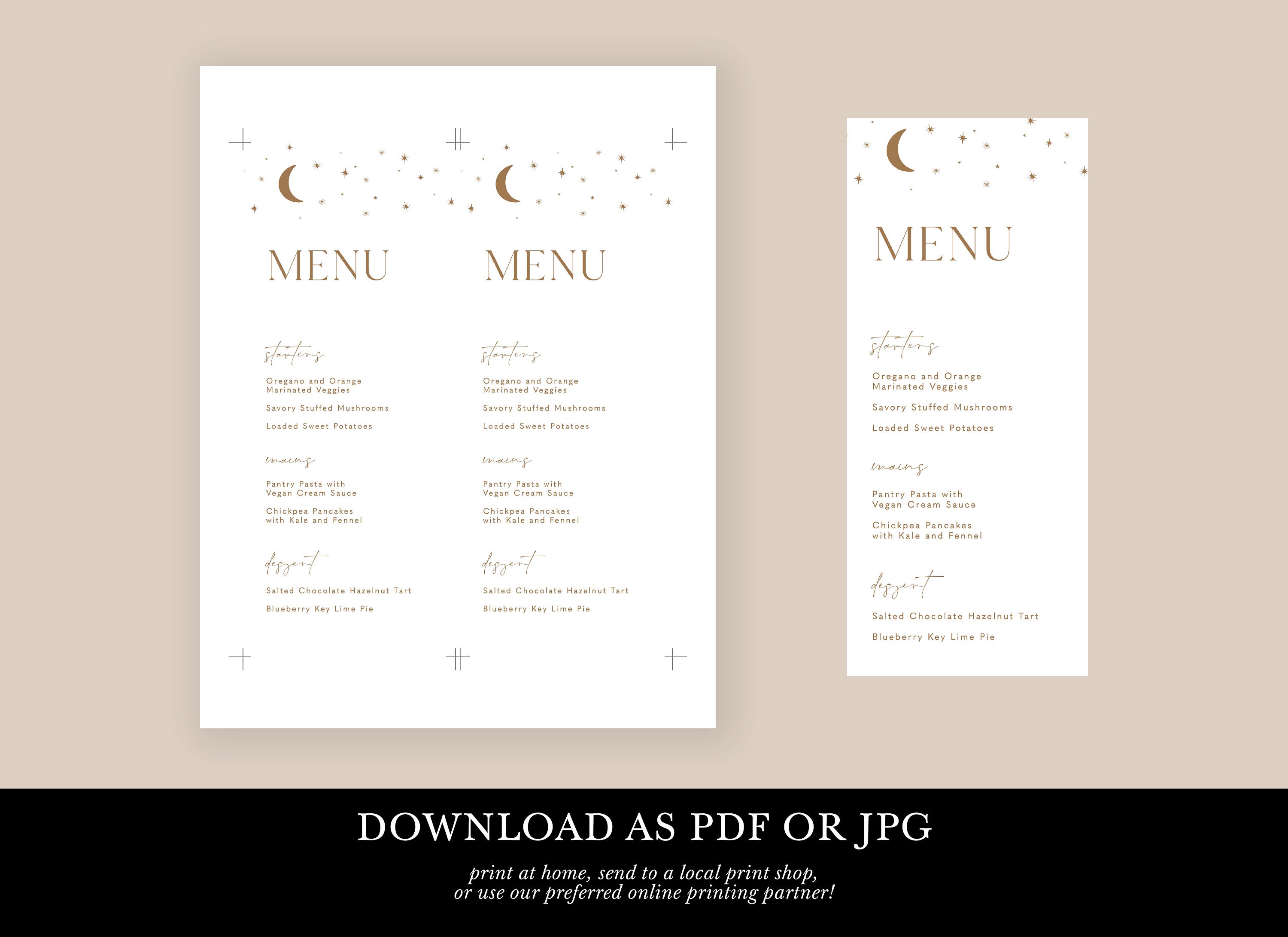 Celestial Menu Template Printable Stars and Moon Wedding - Etsy Canada
