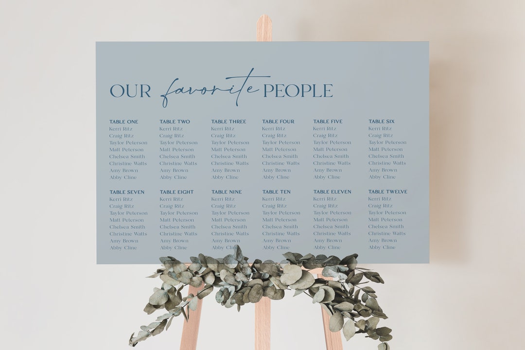 Printable Dusty Blue Wedding Seating Chart Template, Our Favorite ...