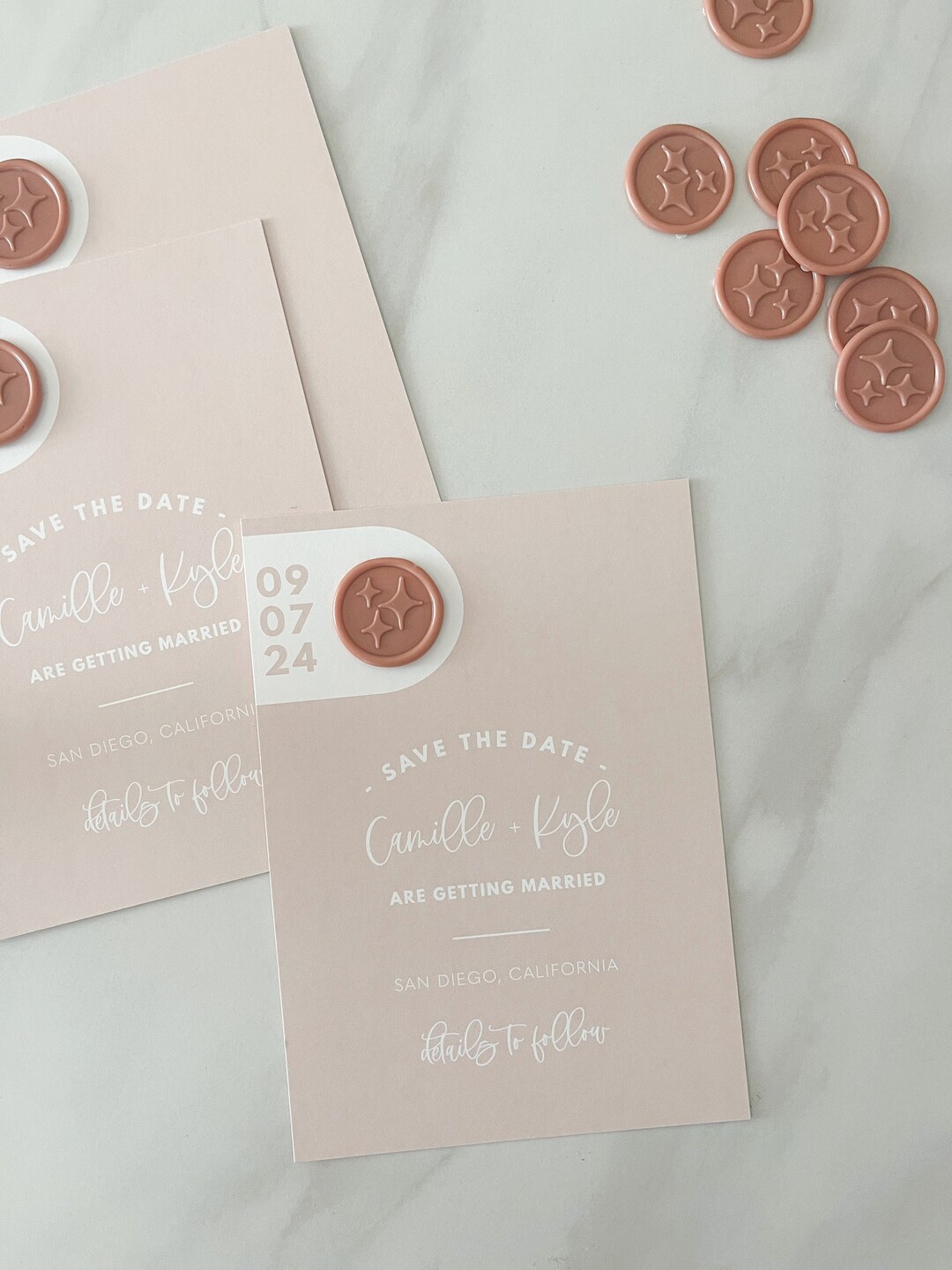 Wax Seal Save the Date Template, Printable Retro Save Our Date Cards ...