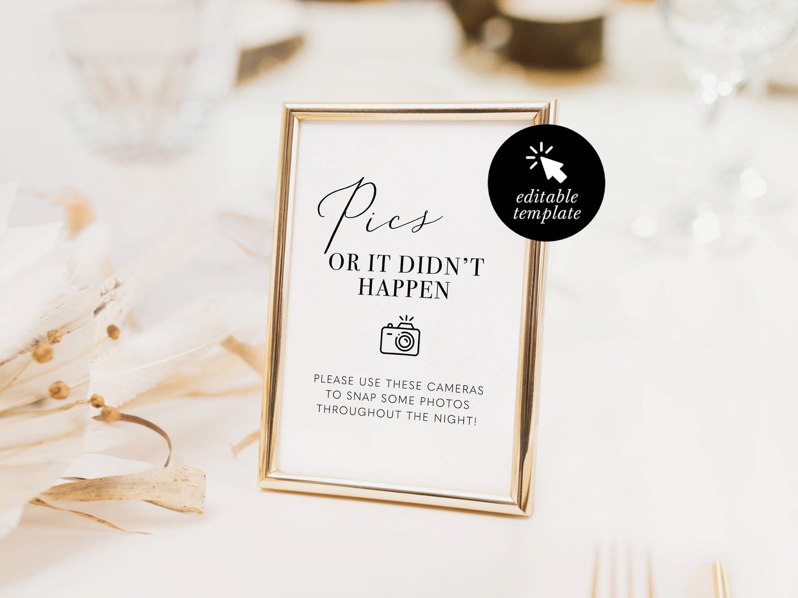 Editable Disposable Camera Sign for Wedding Printable | Etsy