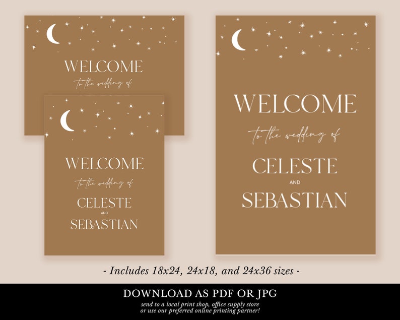 Celestial Wedding Welcome Sign Moon and Stars Reception Sign | Etsy