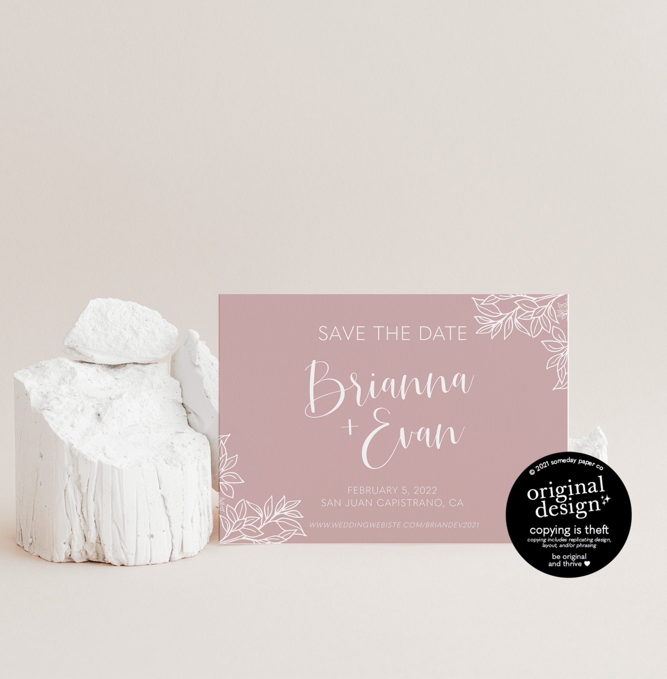 Dusty Rose Save the Date Template Editable Save the Date | Etsy