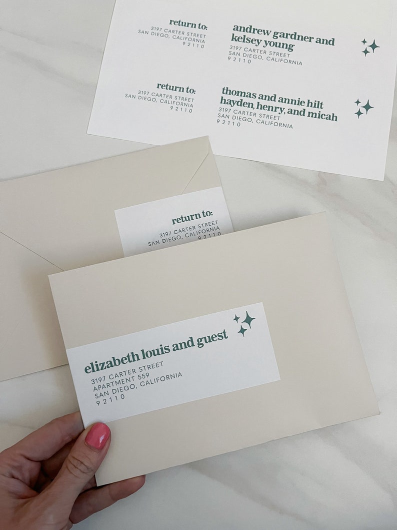 Printable Retro Envelope Labels for Boho Wedding Invitations - Etsy
