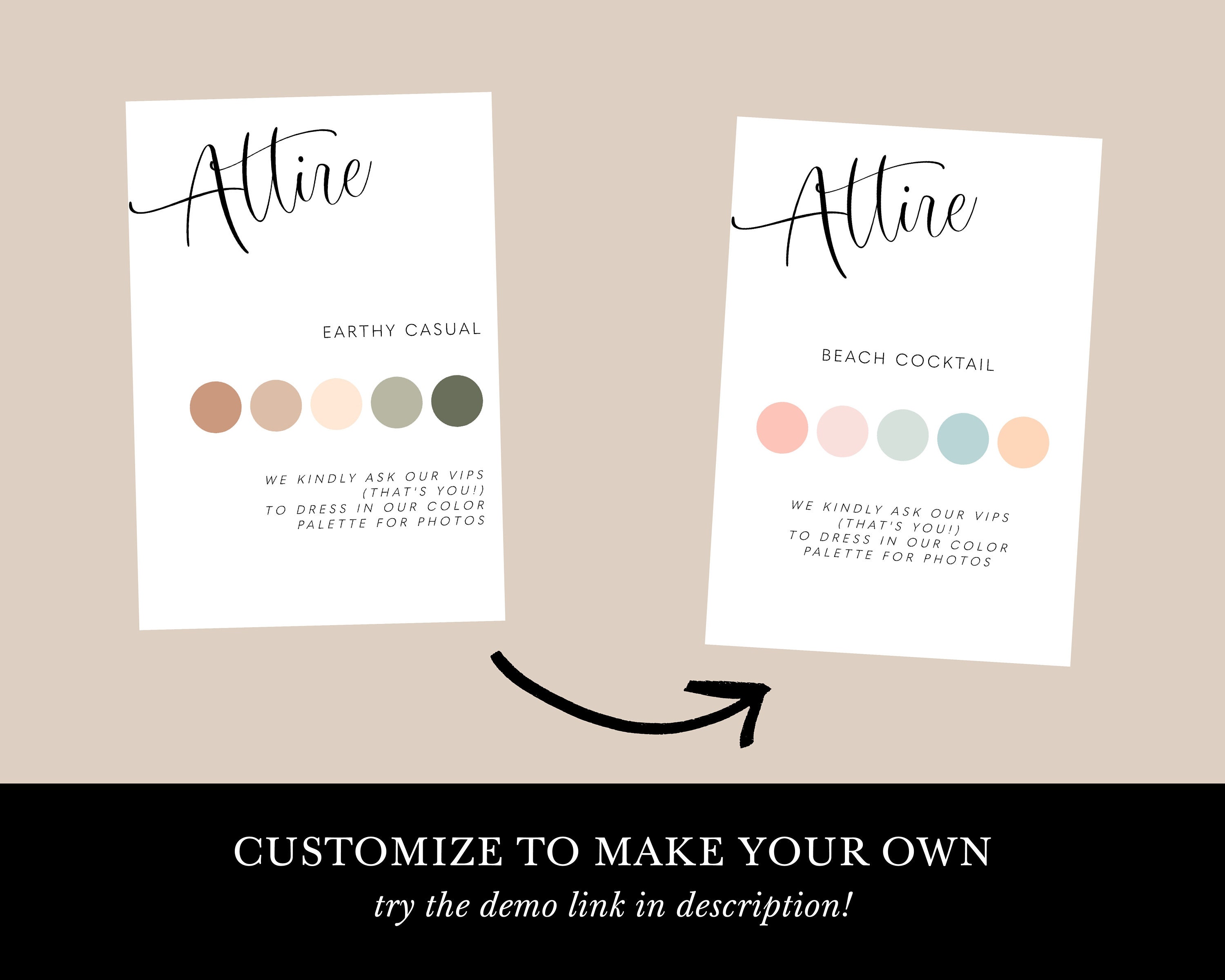 Wedding Dress Code Card Template Printable Beach Wedding - Etsy