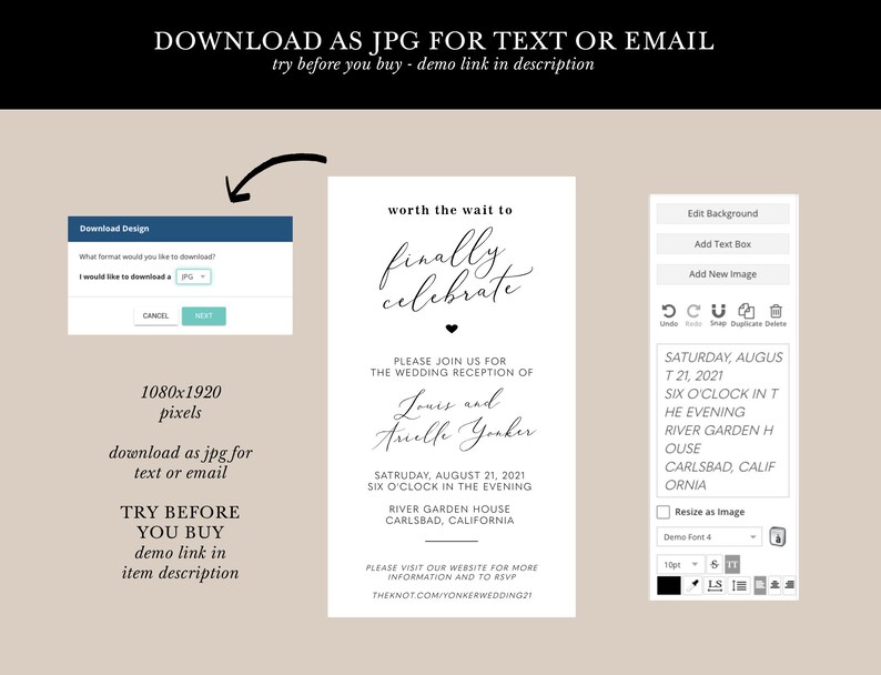 Text Wedding Reception Invitation Worth the Wait to Finally | Etsy