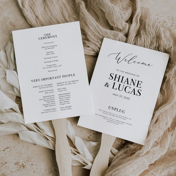 Wedding Program Fan Template 5x7 - Etsy