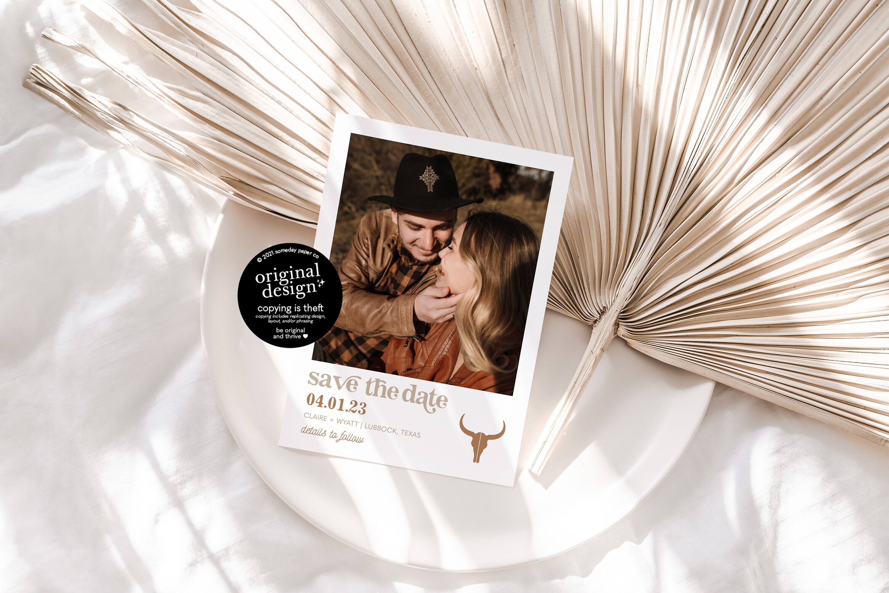 Western Save the Date Template, Printable Longhorn Save Our Date, Boho ...