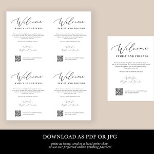 Wedding Welcome Card Template, QR Code Itinerary, Weekend Events, Scan ...
