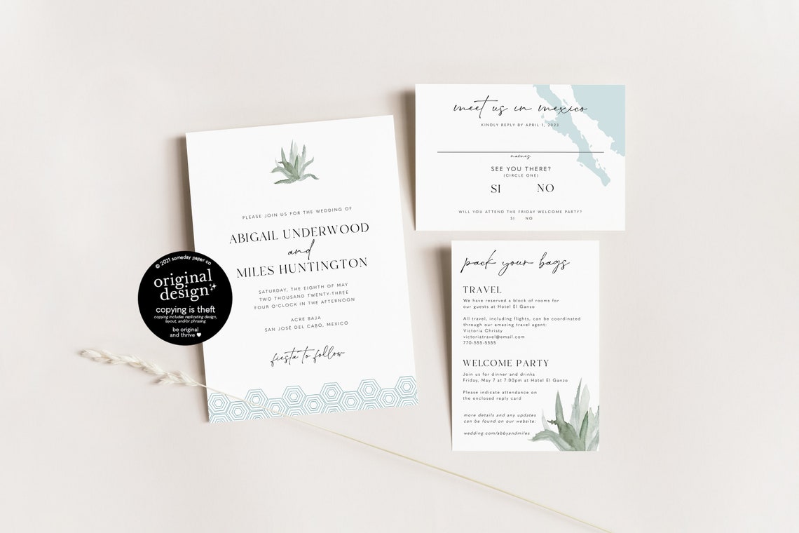 Agave menu template printable Mexican dinner menu succulent | Etsy