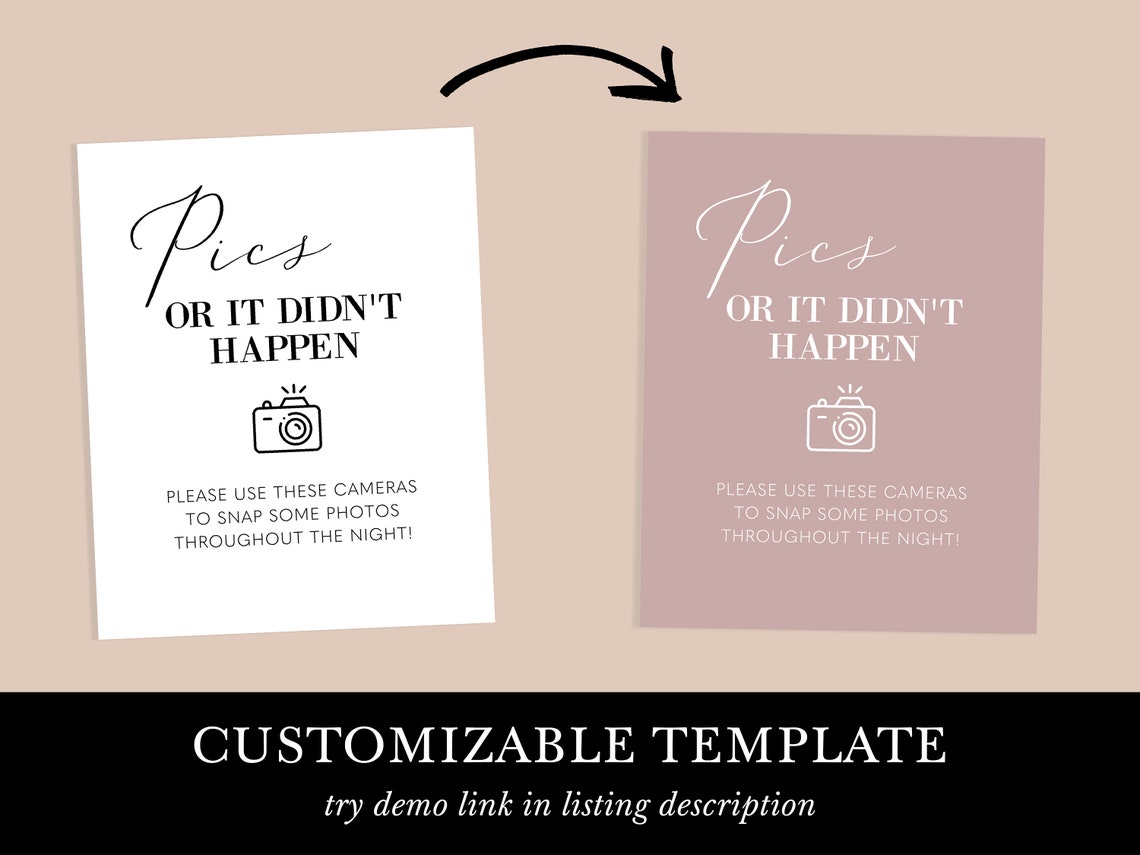 Editable Disposable Camera Sign for Wedding Printable - Etsy