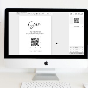 QR Code Sign for Wedding Program, Scan for Digital Ceremony Program ...