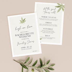420 Bachelorette Invitation Template, High on Love, Cannabis Party ...
