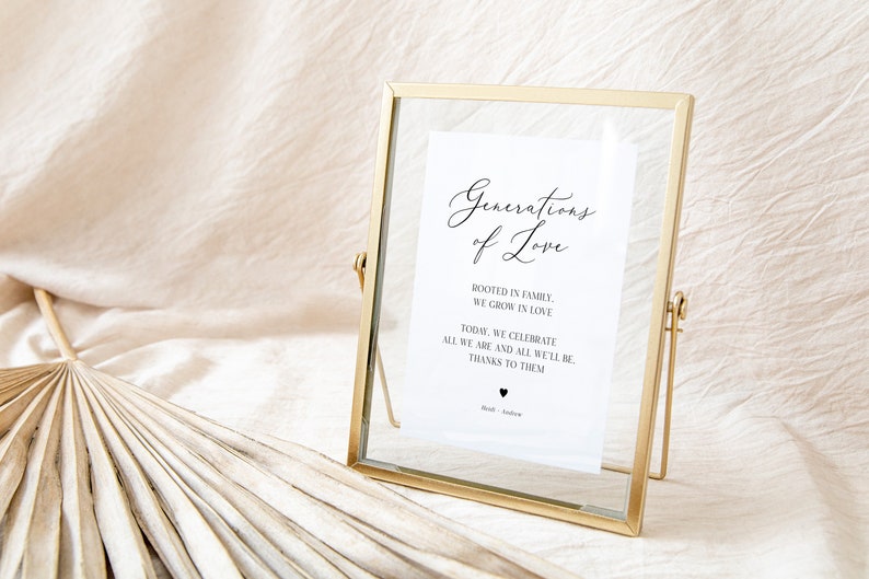 Generations of Love Sign, Printable Family Recognition Wedding Sign ...