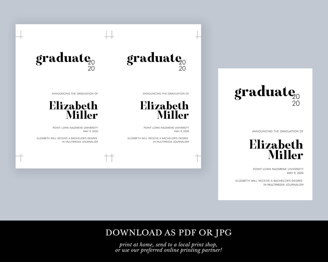 Minimalist Graduation Announcement Template Editable - Etsy