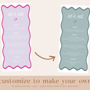 Wavy Wedding Menu Template, Bright Pink and Purple Neon, Customizable ...