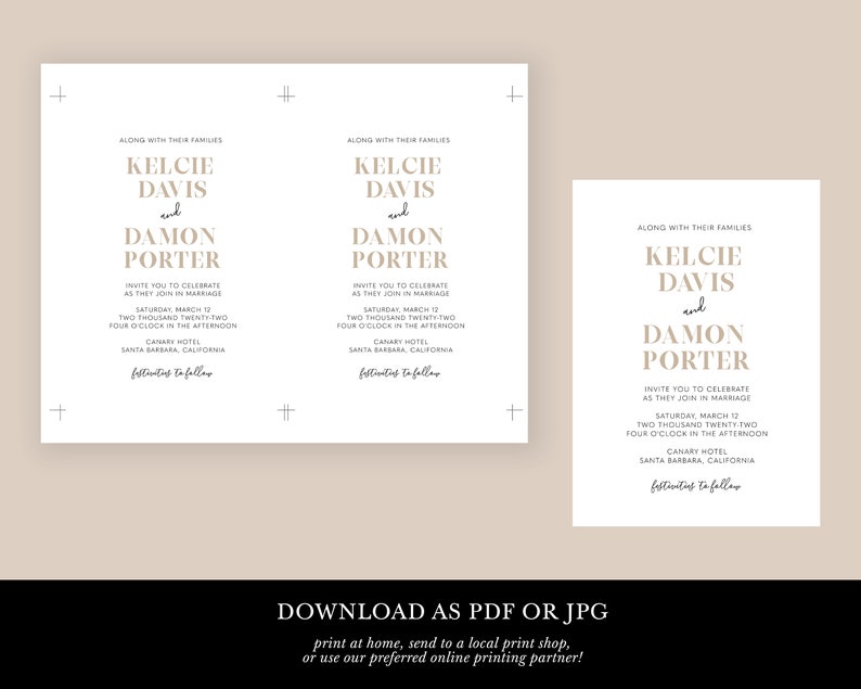 Neutral Modern Wedding Invitation Template Taupe Invitation - Etsy
