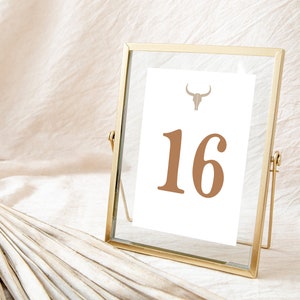 Printable Western Wedding Table Numbers, Longhorn Table Number Cards ...