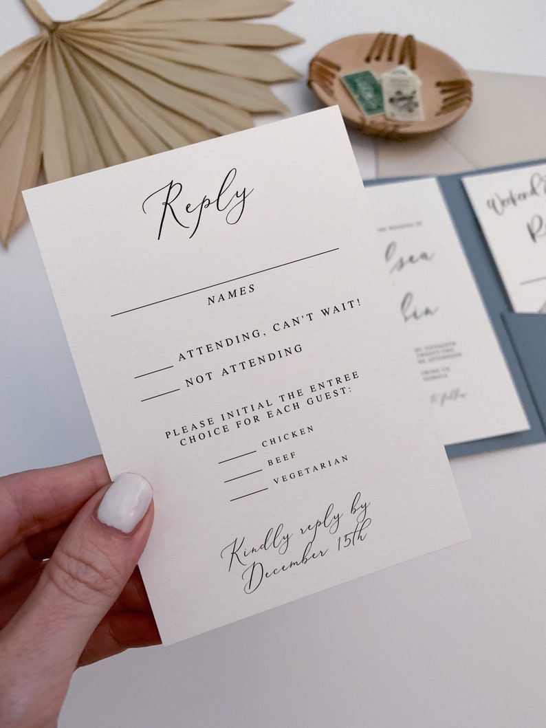 Romantic Pocket Wedding Invitation Kit Minimalist Pocket - Etsy