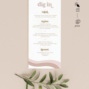 Disco Dinner Menu, Printable Retro Wedding Menu Template, 70s Orange ...