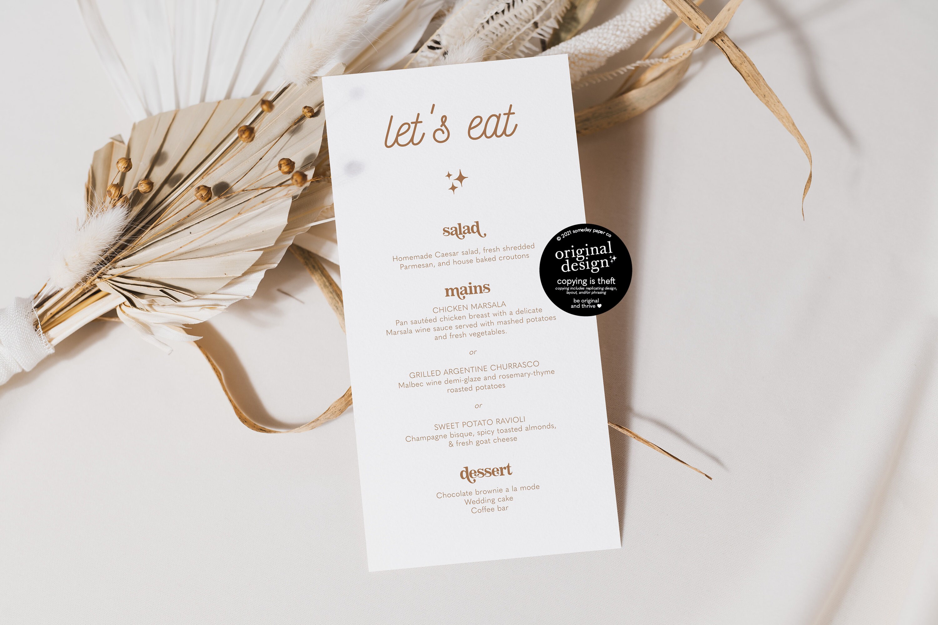 Retro Menu Template Printable Boho Wedding Menu Copper Rust | Etsy