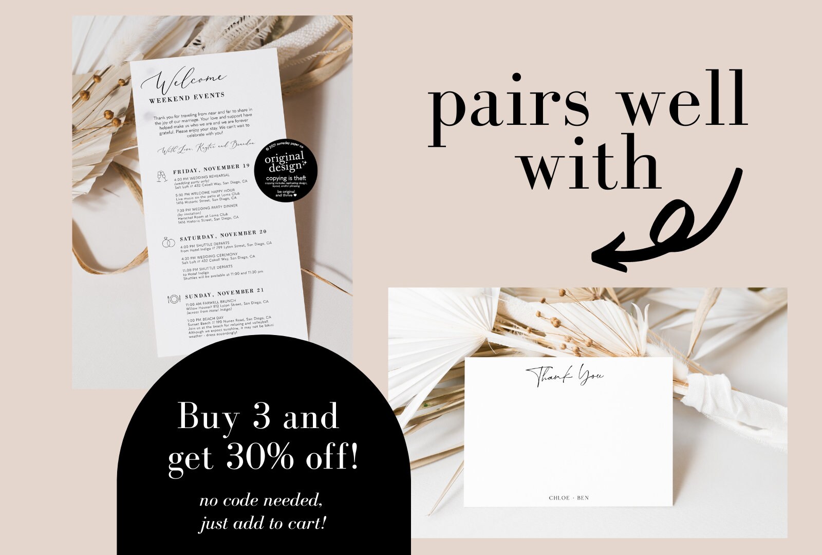 Wedding Welcome Card Template QR Code Itinerary Weekend - Etsy