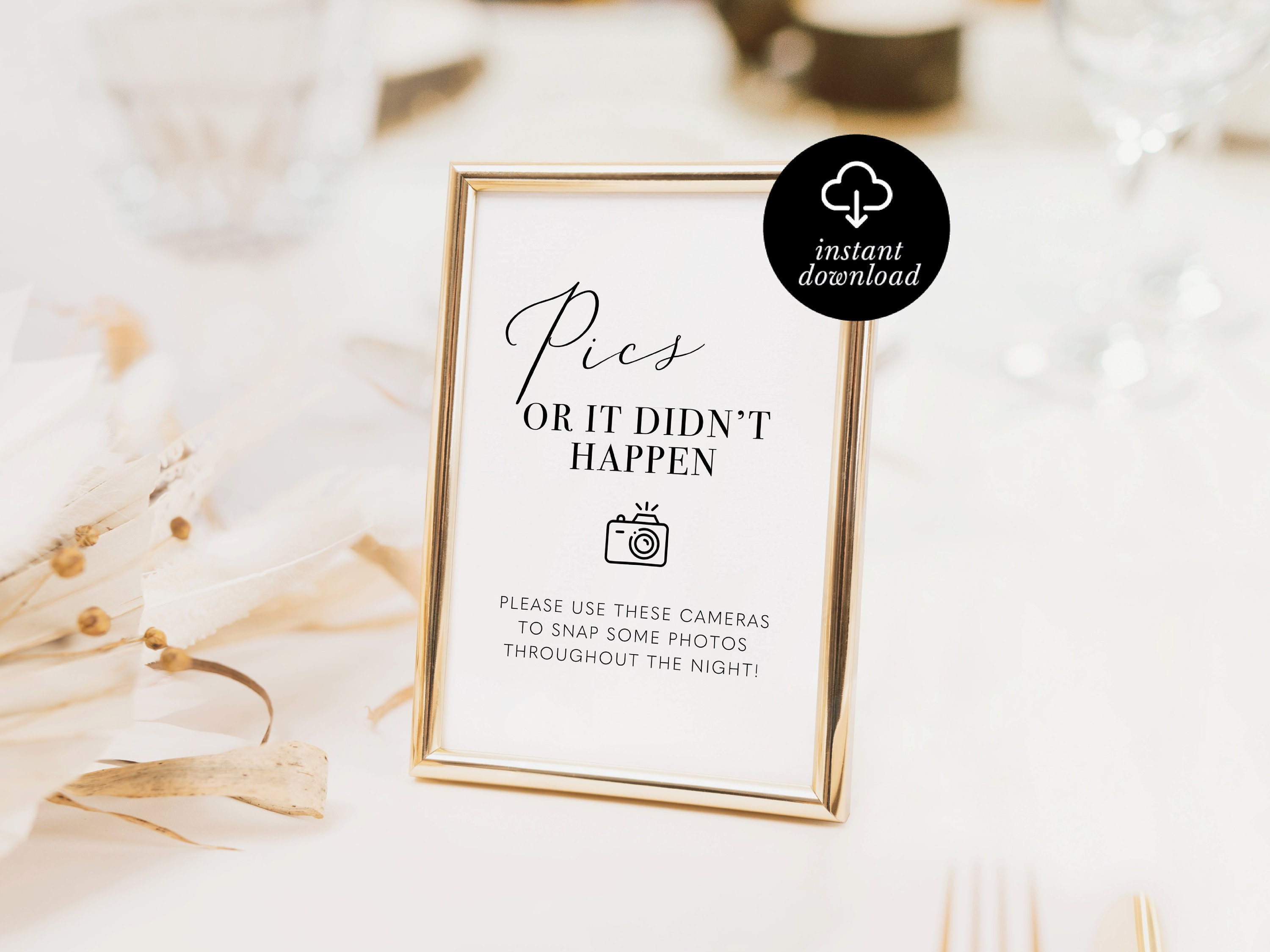 Disposable Camera Wedding Sign Pics or It Didn't Happen - Etsy UK