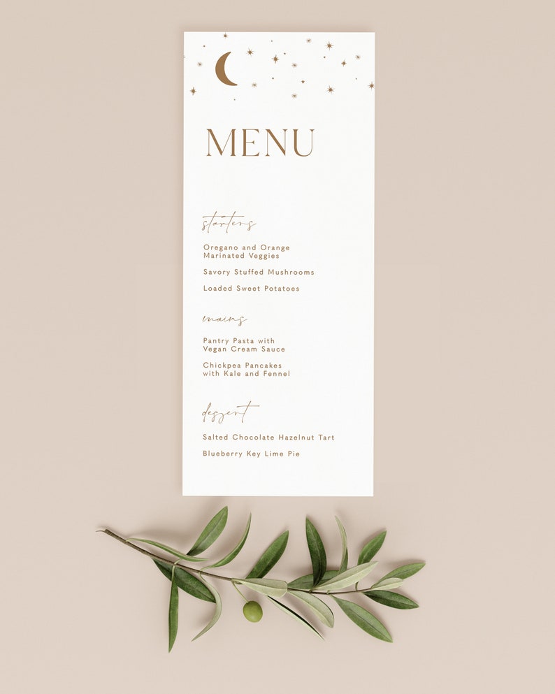 Celestial Menu Template Printable Stars and Moon Wedding - Etsy Canada