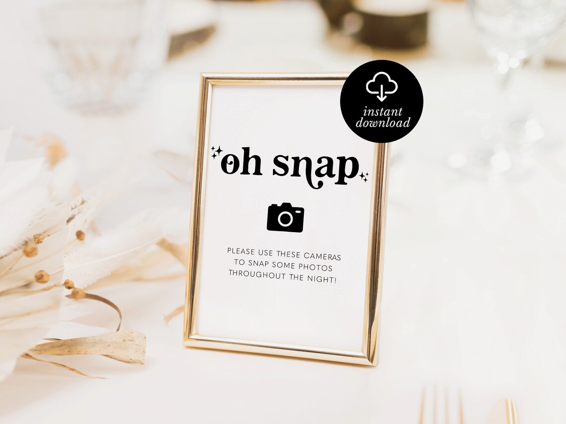 Retro Oh Snap Photo Sign Disposable Camera Sign for Wedding - Etsy