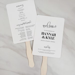 DIY Wedding Fan Program Template, Printable Order of Ceremony Paddle ...