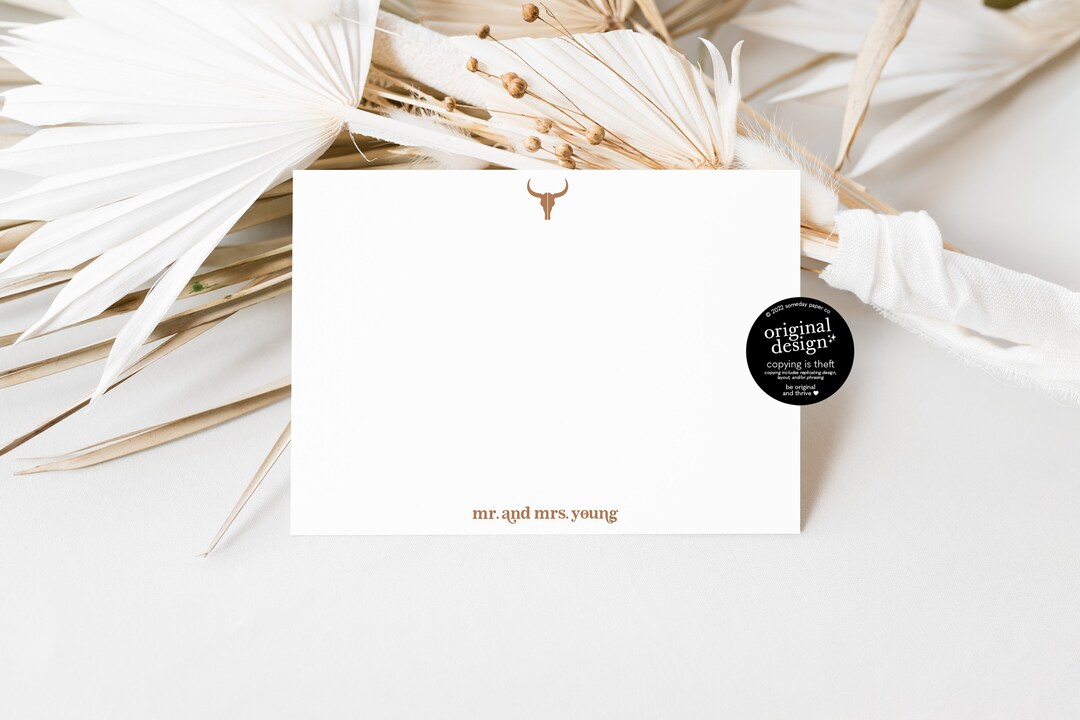 Printable Longhorn Personalized Stationery, Western Wedding Thank You ...