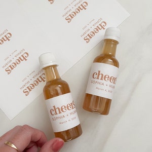 Mini Bottle Label TEMPLATE, Editable Retro Wedding Liquor Bottle Labels ...