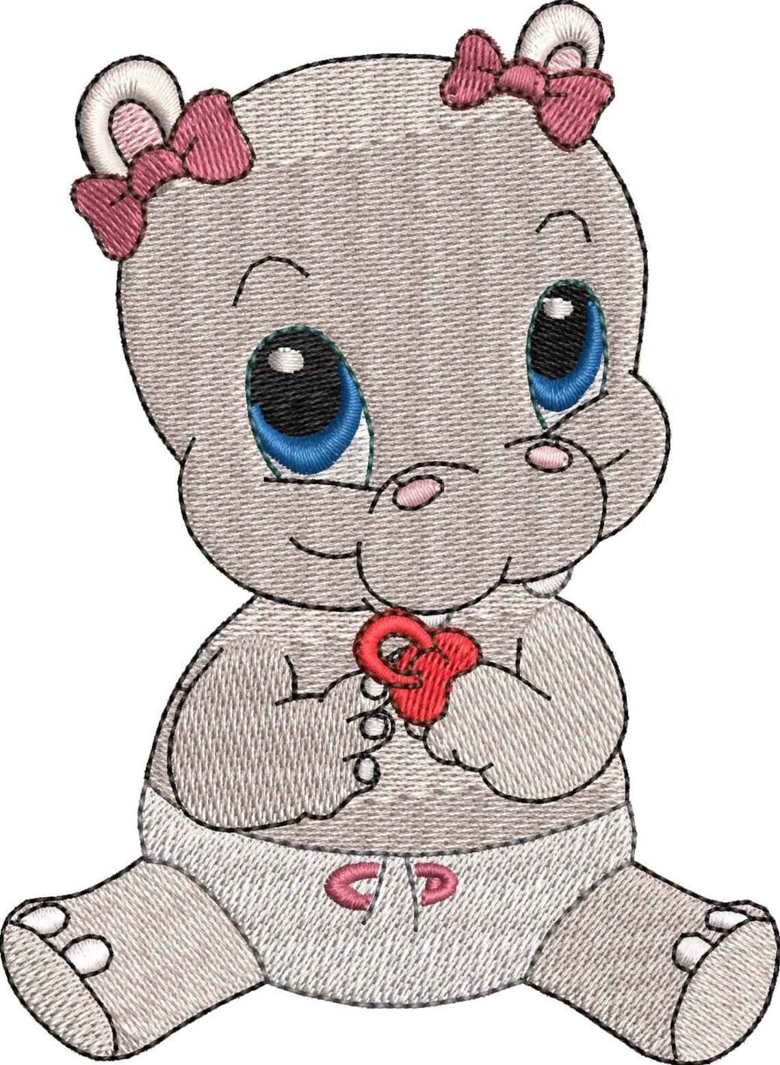 Baby Animals Diaper Hippo Giraffe Elephant Filled Embroidery - Etsy