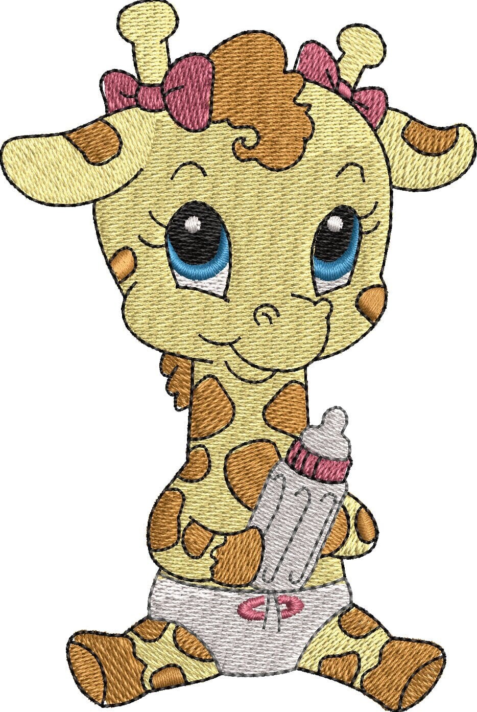 Baby Animals Diaper Hippo Giraffe Elephant Filled Embroidery - Etsy