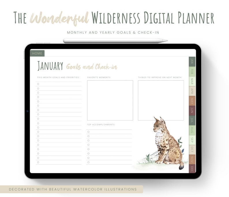 Undated Planner Wonderful Wilderness Landscape Digital Watercolor ...