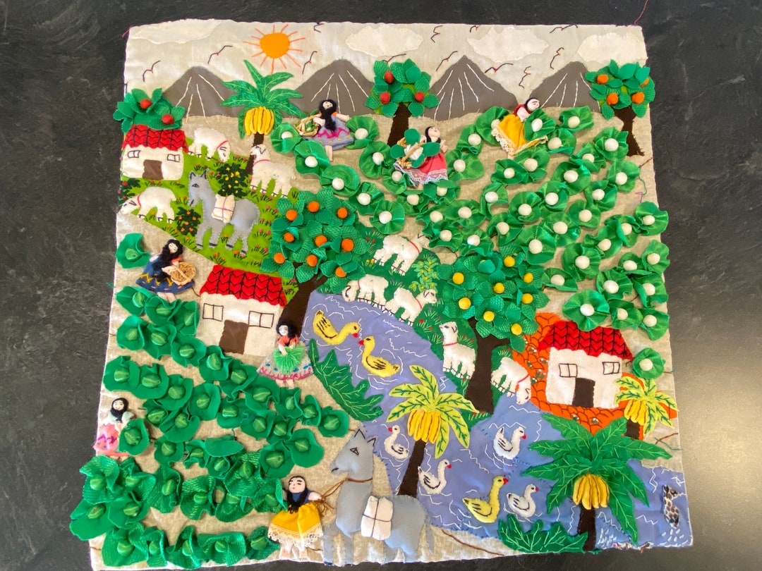 Peruvian Arpillera Handmade Folk Art Decor 3D Tapestry Wall Hanging ...