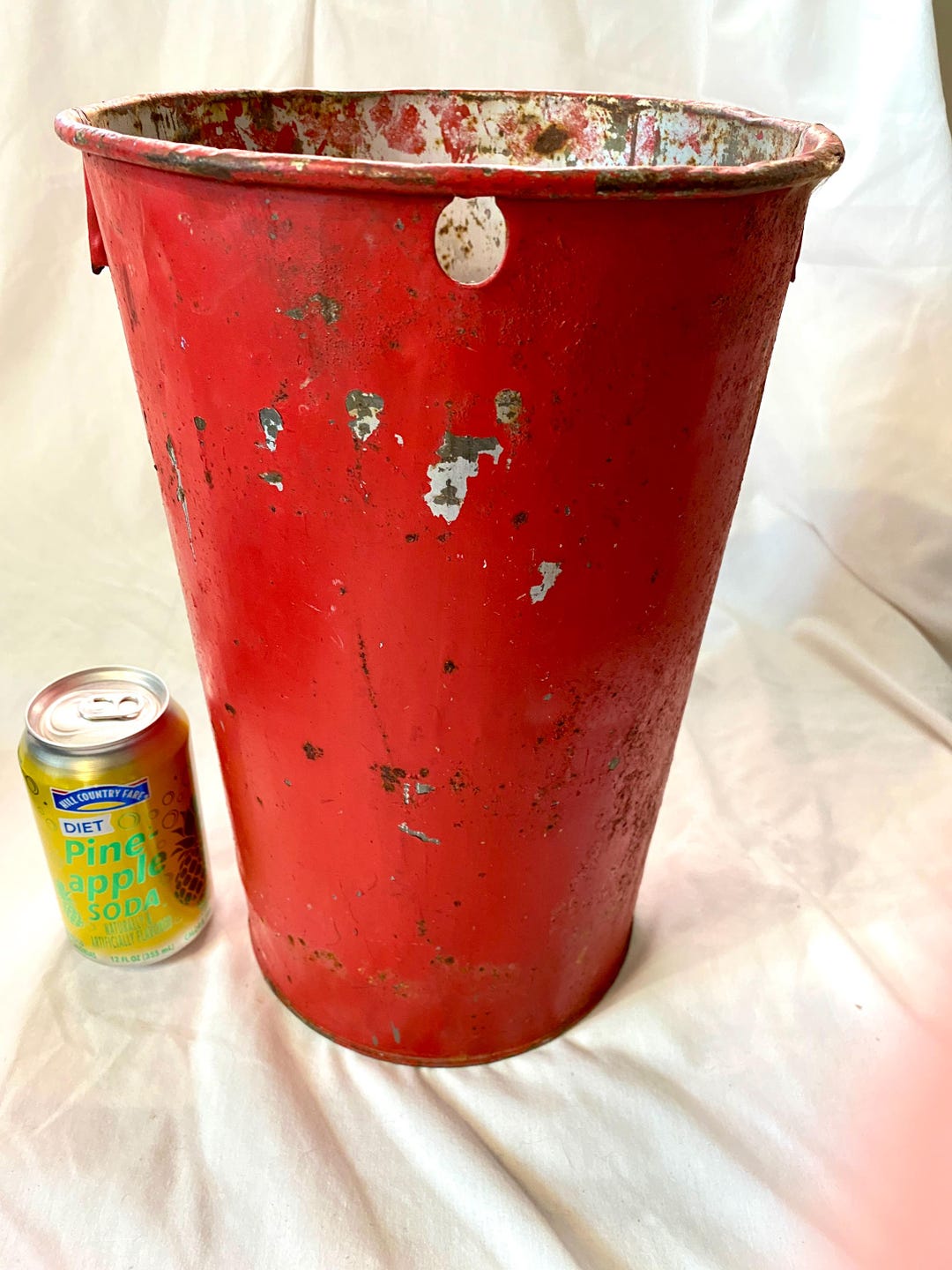 Vintage/antique Red Painted Sap Bucket Galvanized Sturdy W Rusty Patina ...