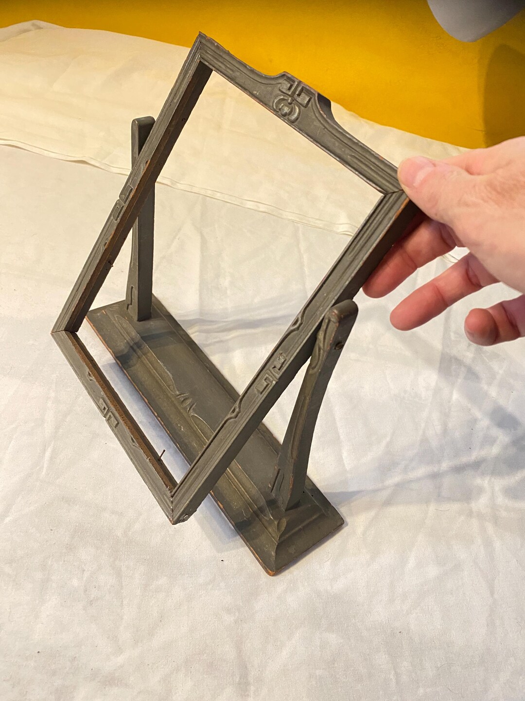 Vintage Art Deco Gray Painted Wooden Tilting Picture Photo Frame ...