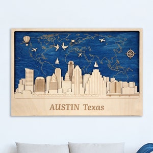 Austin Wall Decor Personalize Gifts City Skyline Home Decor Wood Wall ...