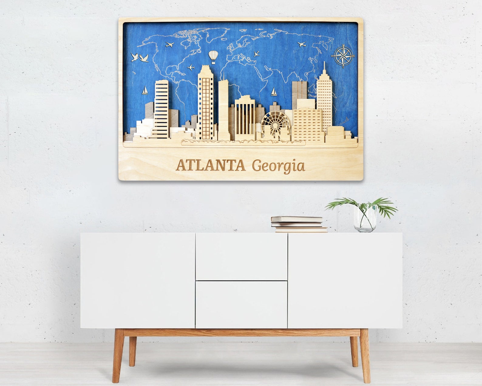 Atlanta Wall Art Large City Decor Travel Wall Art City Wood | Etsy
