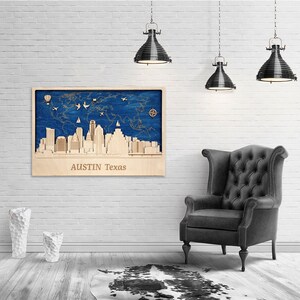 Austin Wall Decor Personalize Gifts City Skyline Home Decor Wood Wall ...