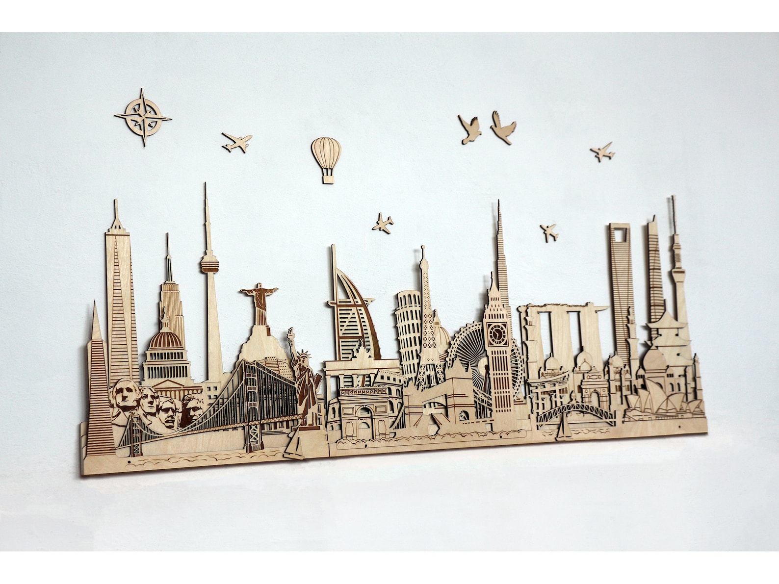 World Landmarks Skyline Travel Wall Decor Exclusive Gift 3D Cityscape ...