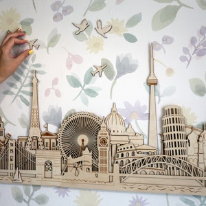 World Landmarks Wood Wall Art World Attractions Home Wall Decor Travel ...