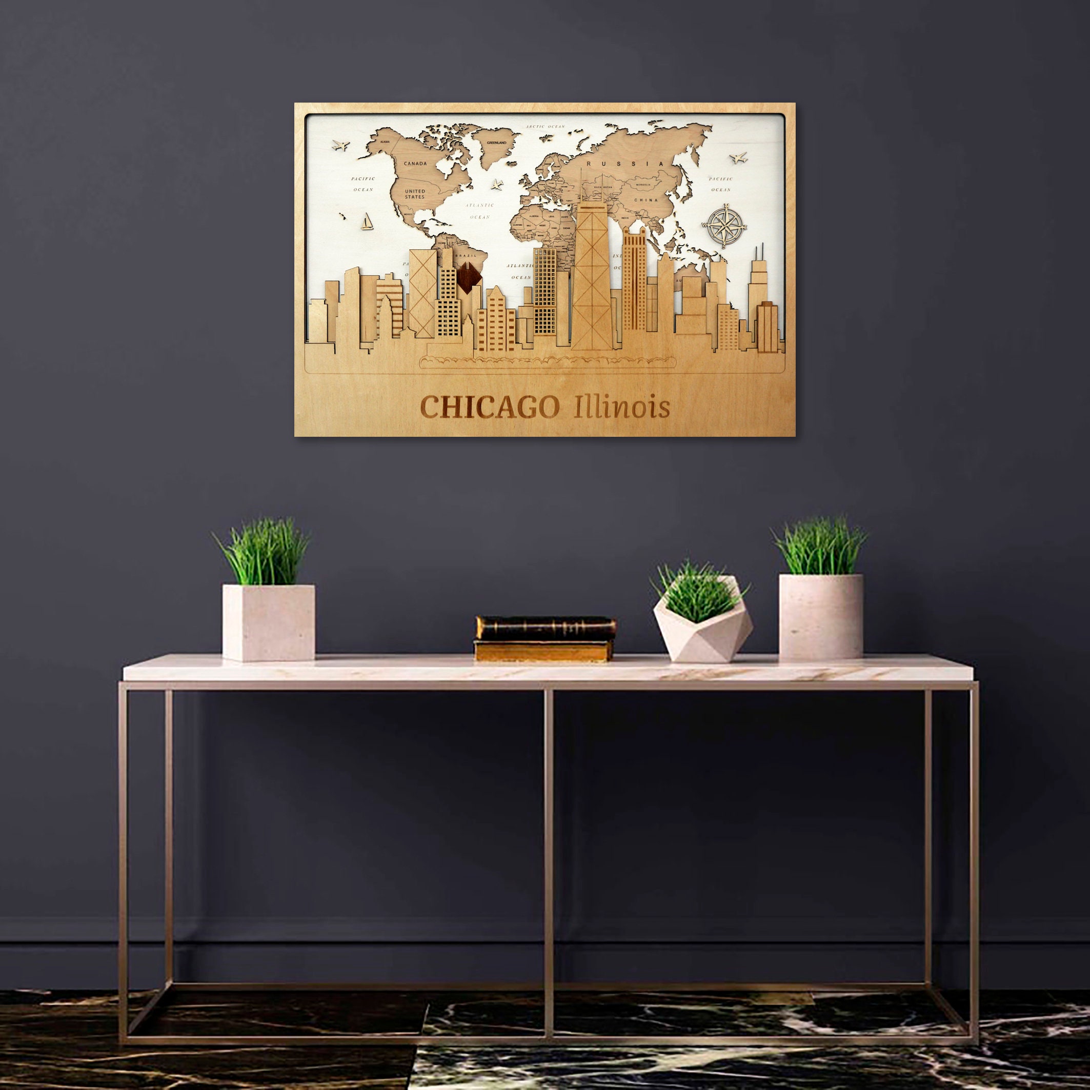 Chicago Home Decor Chicago Wall Art City Skyline Travel Decor Illinois ...