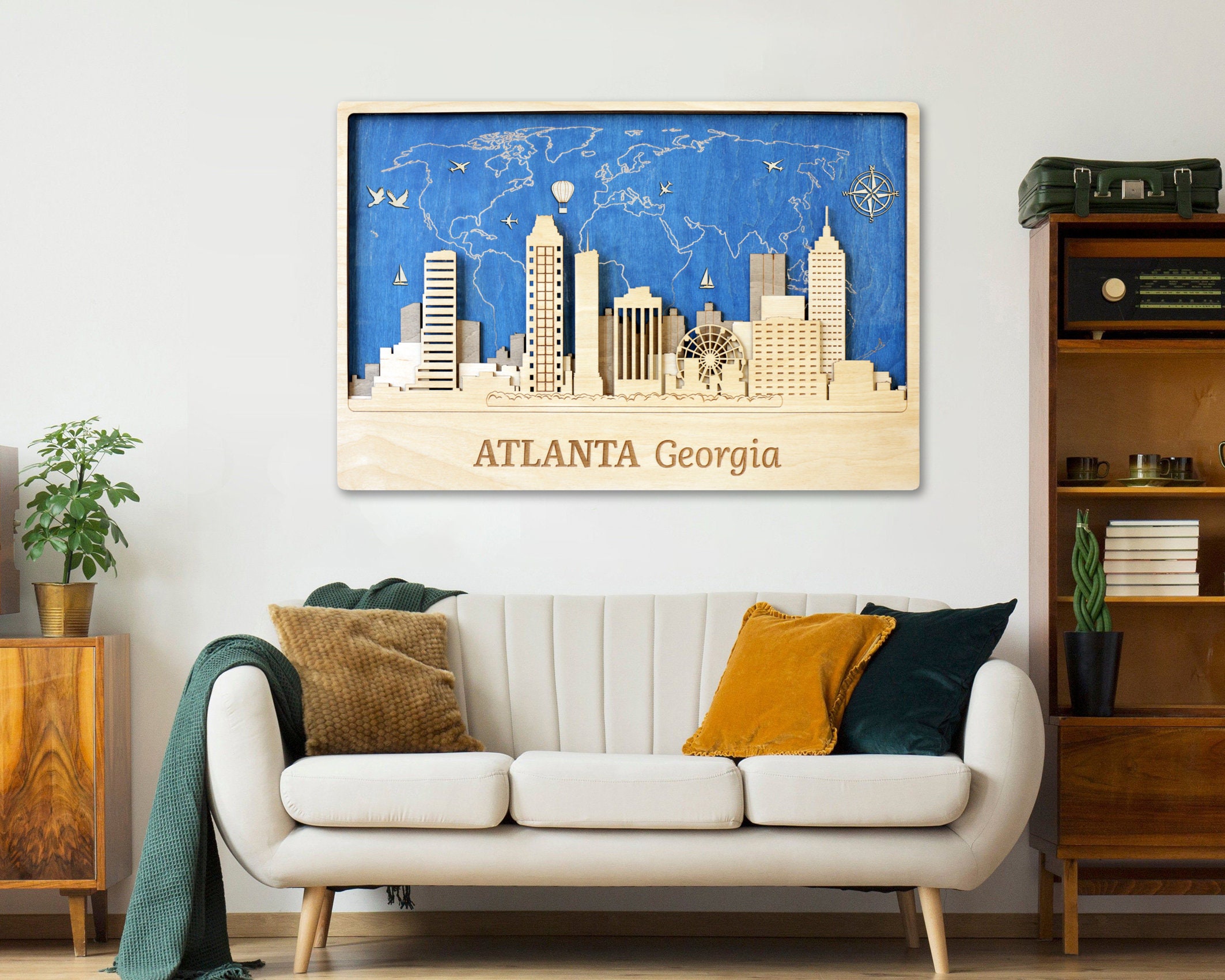 Atlanta Wall Art Large City Decor Travel Wall Art City Wood | Etsy